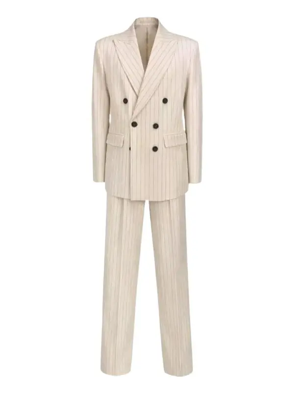 ROOM76 Pinstripe Double-breasted Suit - Neutrals