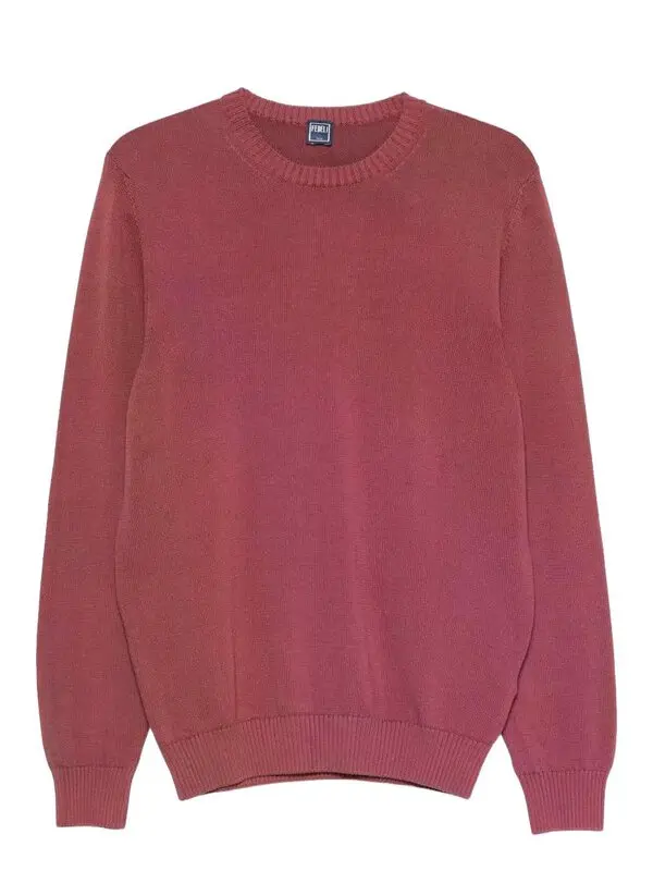 Fedeli Crew-neck Knitted Sweater - Red