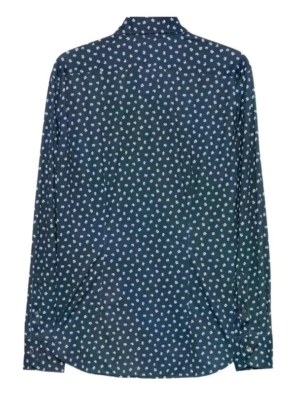 ORIAN Floral-print Long-sleeve Shirt - Blue