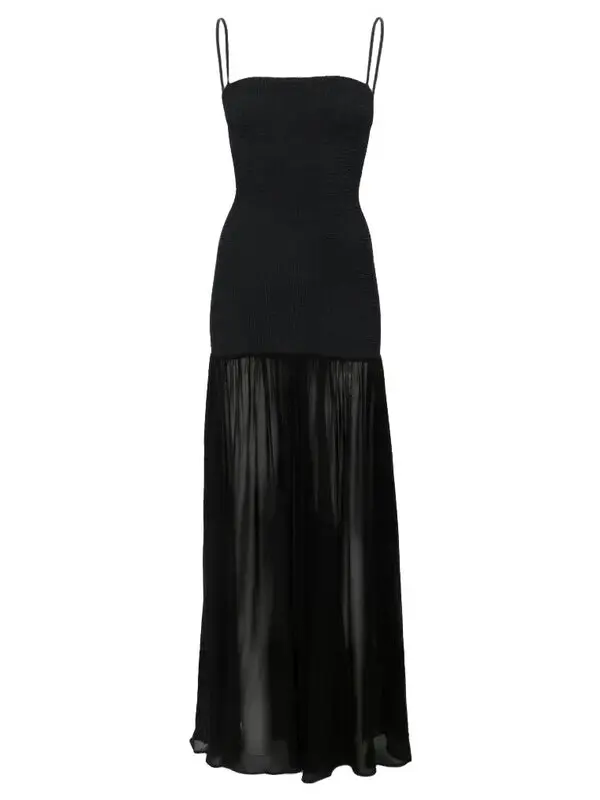 Hunza G Crinkled-finish Sheer-skirt Maxi Dress - Black