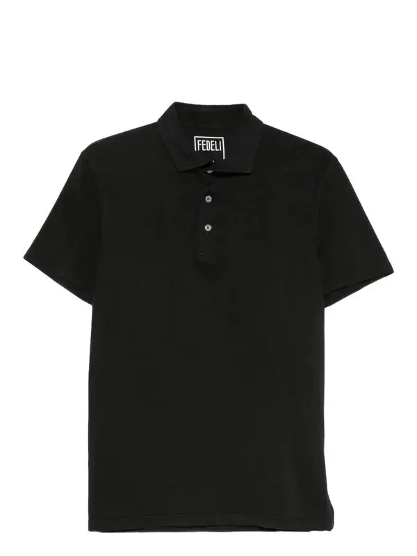 Fedeli Short-sleeve Polo Shirt - Black