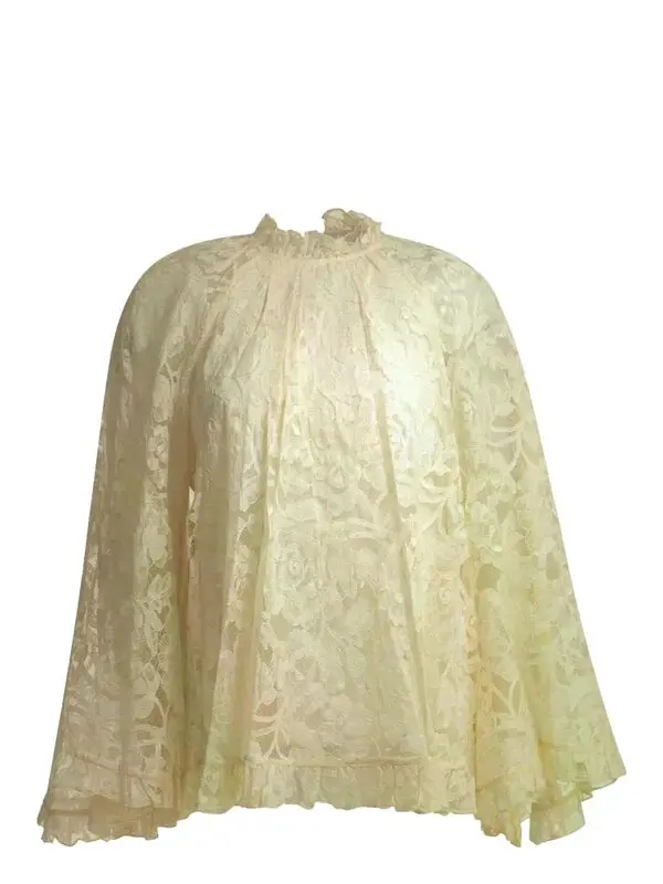Zimmermann Carousel Ruffled Lace Blouse - Neutrals