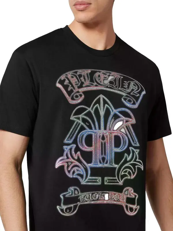 Philipp Plein Gothic Banner Crystal-embellished Cotton T-shirt - Black