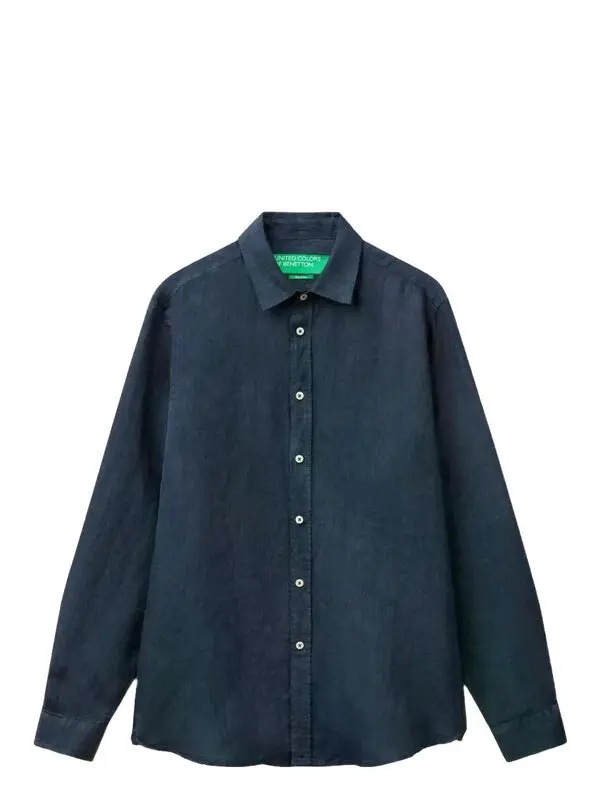 BENETTON Long-sleeved Linen Shirt - Blue