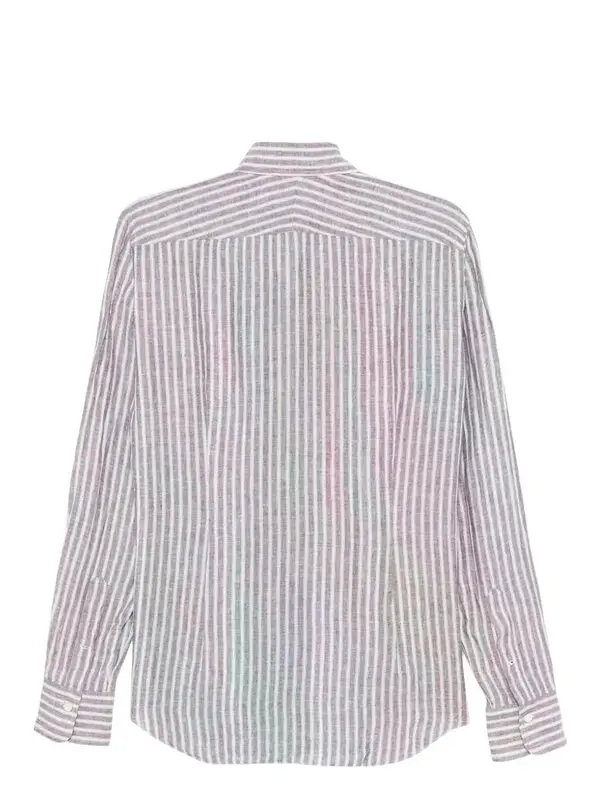 ALESSANDRO GHERARDI Vertical-stripes Linen Shirt - Brown