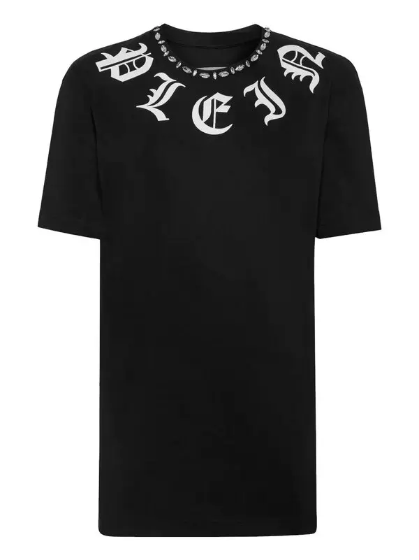Philipp Plein Gothic Print Cotton T-shirt - Black