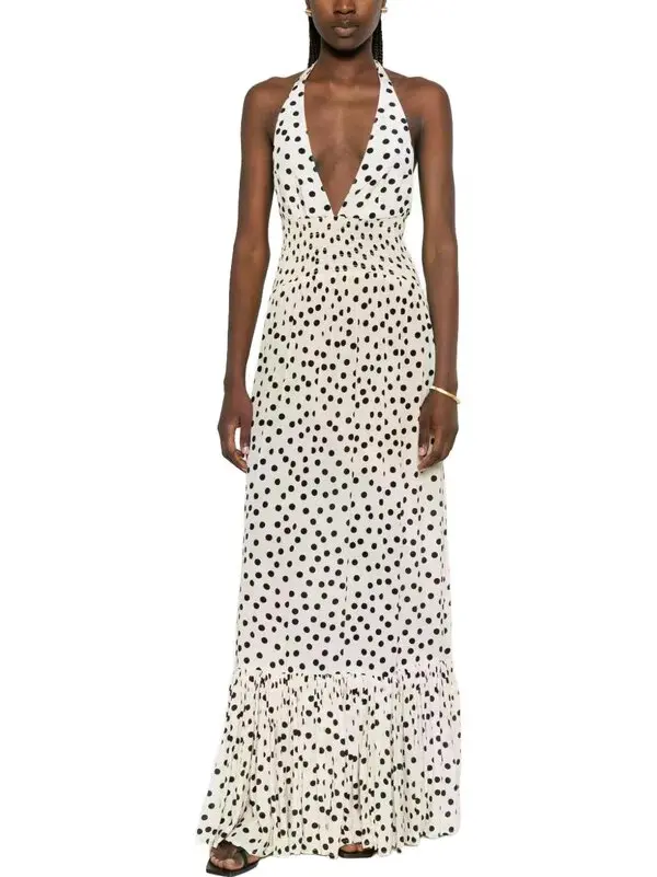 LESLIE AMON Ari Polka-dot Maxi Dress - Neutrals