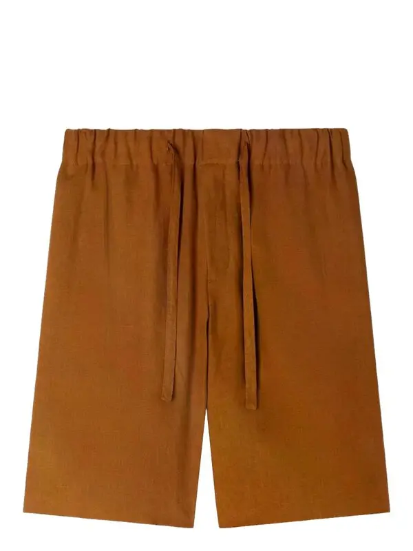 Sandro Elastic Waist Linen Shorts - Brown