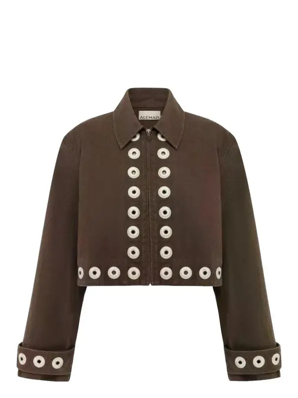 ALEMAIS Tobe Eyelet-embellished Cropped Jacket - Brown