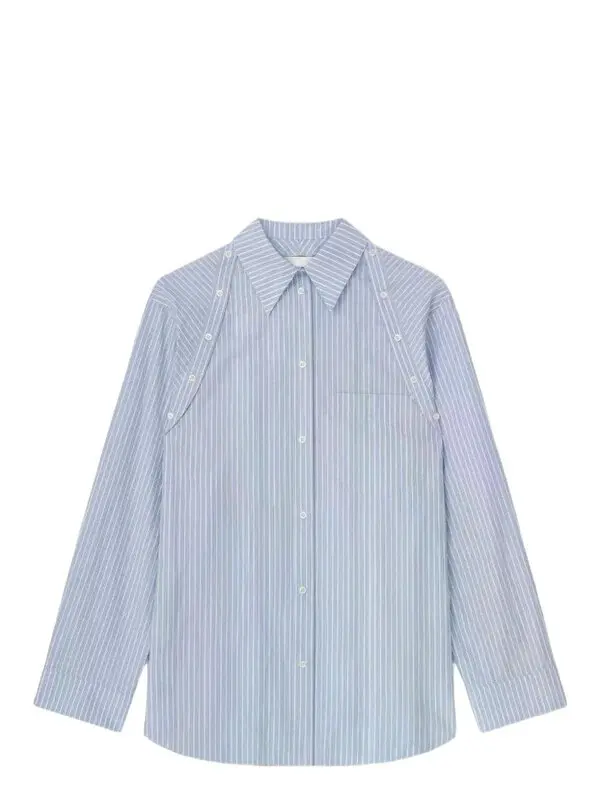 Nanushka Button-off-shoulder Striped Shirt - Blue