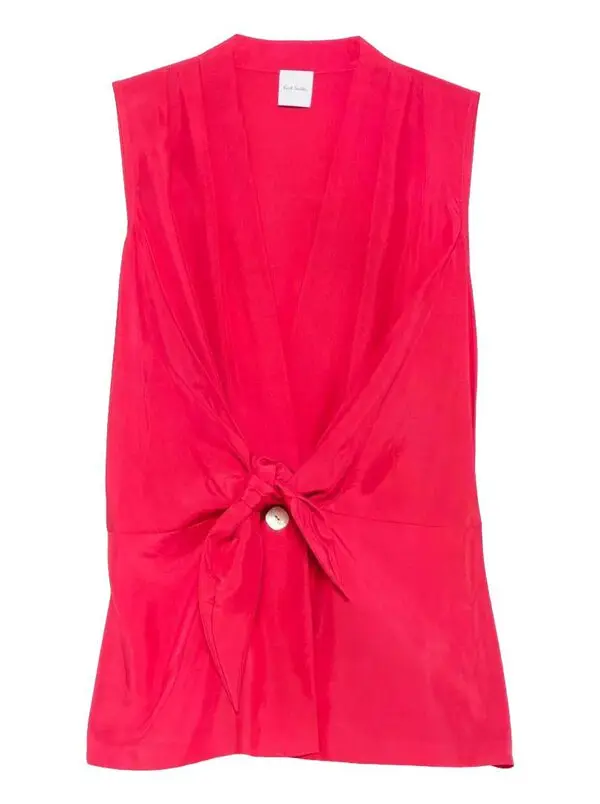 Paul Smith Sleeveless Tie-waist Silk Top - Red