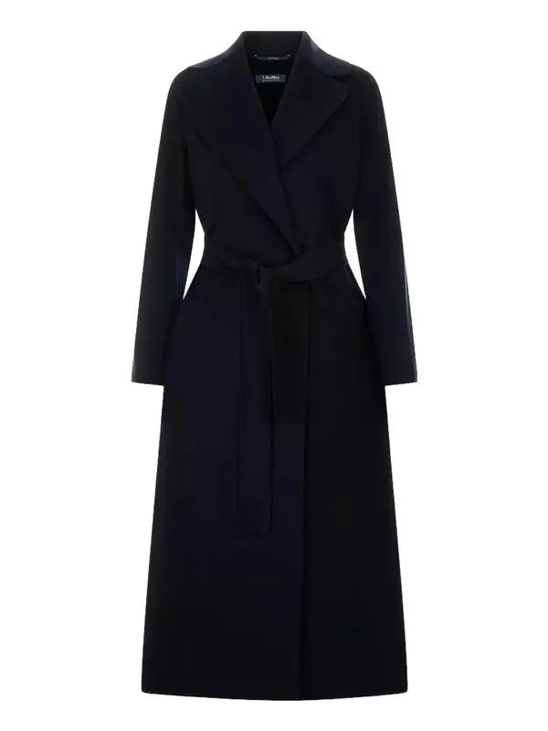 Max Mara Belted Wrap Single Breasted Coat - Blue