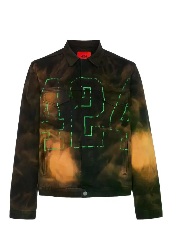 424 Logo Embroidered Ombre Effect Denim Jacket - Multicoloured