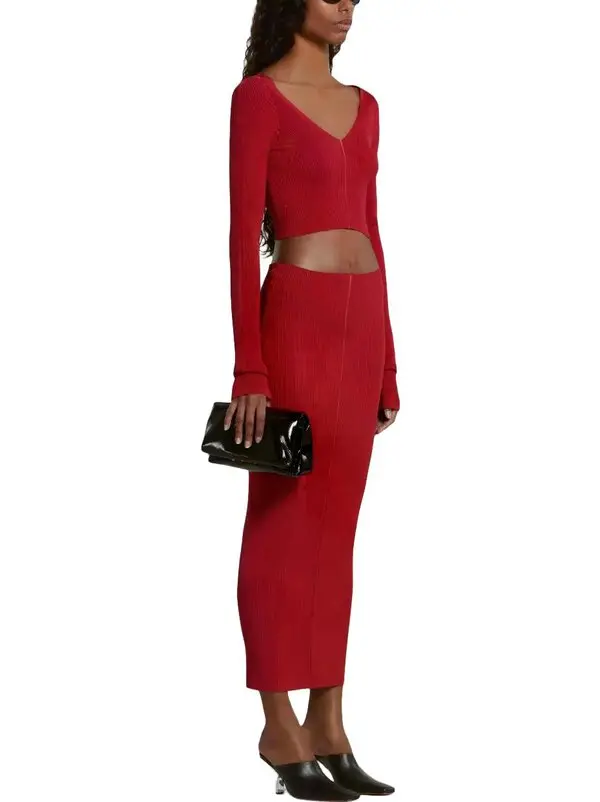 Marni Ribbed Pencil Skirt - Red
