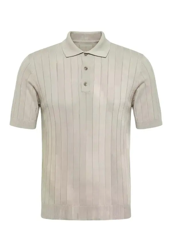 Peserico Ribbed-knit Polo Shirt - Neutrals