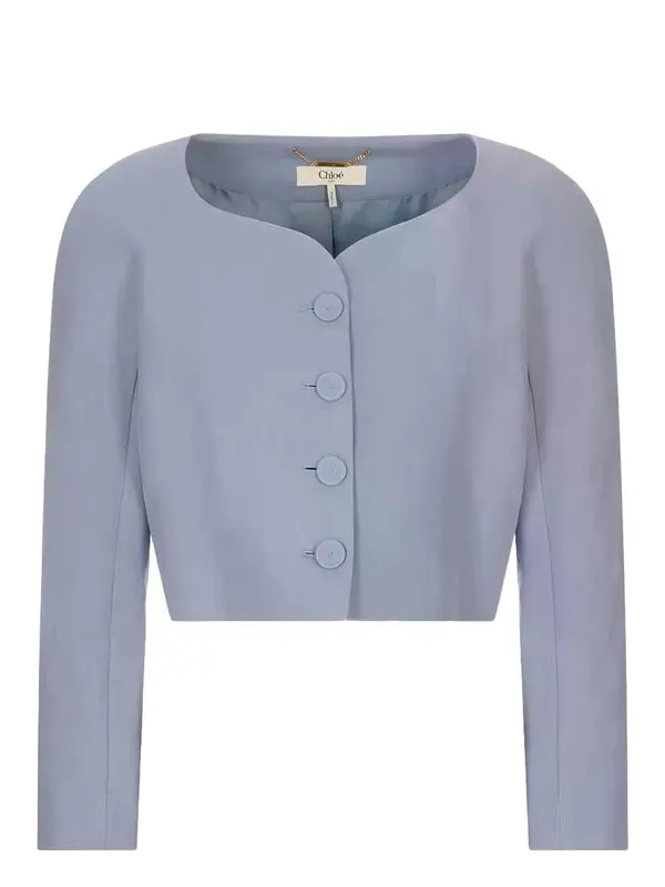 Chloé Button-up Cropped Jacket - Blue