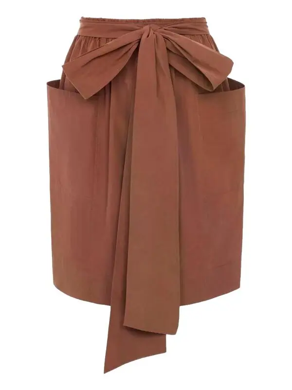 Chloé Bow-detail Pencil Skirt - Brown
