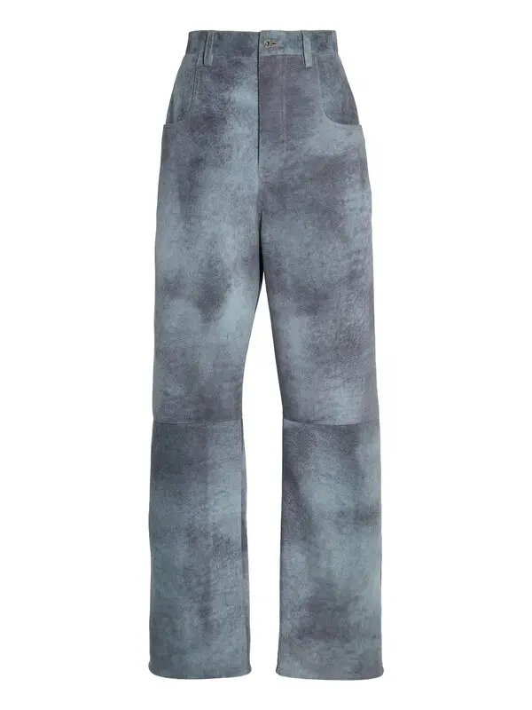 Bottega Veneta Relaxed Suede Wide-leg Trousers - Blue