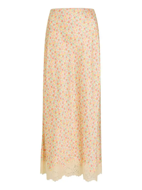 Rixo Matilde Floral-print Satin Midi Skirt - Multicoloured