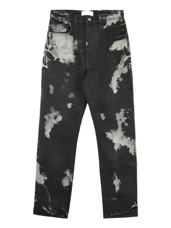 ALEXANDER DIGENOVA Bleach Effect Straight Leg Jeans - Black