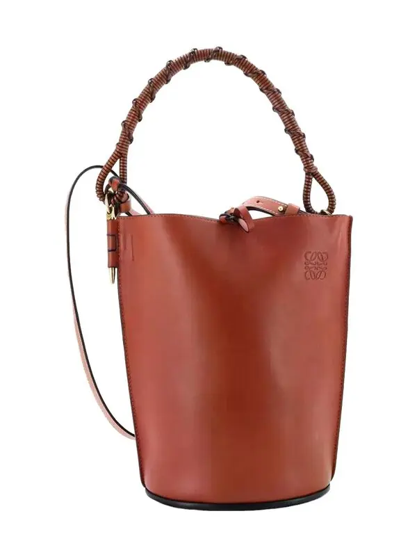 Loewe Gate Top Handle Leather Medium Bucket Bag - Brown