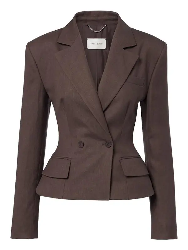 Magda Butrym Peplum Linen Blazer - Brown