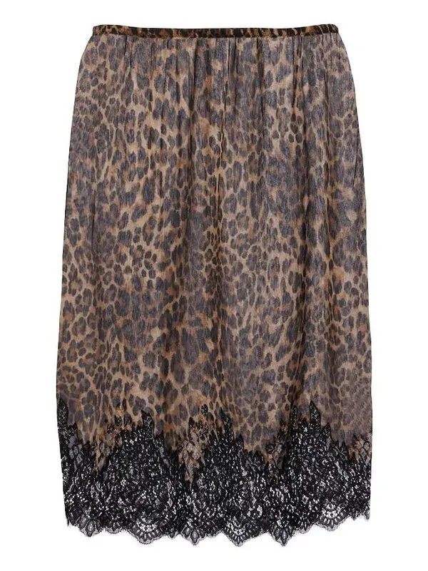 NILI LOTAN Thea Animal-print Silk Midi Skirt - Brown