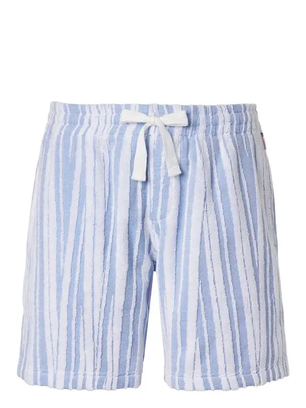 Orlebar Brown Striped Cotton Towelling Shorts - Blue