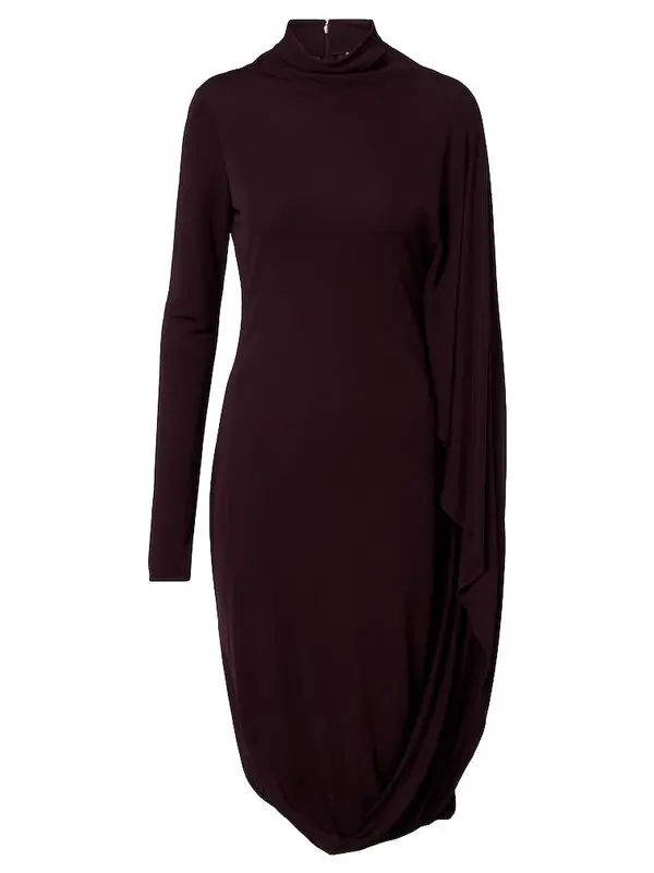 Stella McCartney Caped Crepe Jersey Minidress - Brown