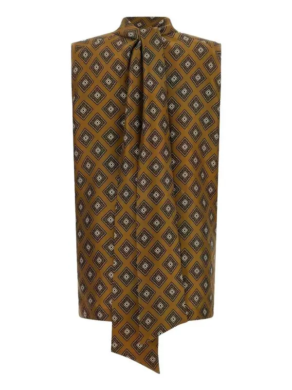 Alberto Biani Tie-detailed Silk Top - Brown