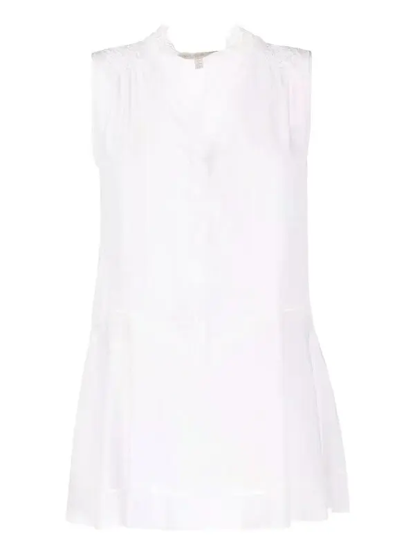 Shiatzy Chen Silk Ruffle Detail Sleeveless Blouse - White