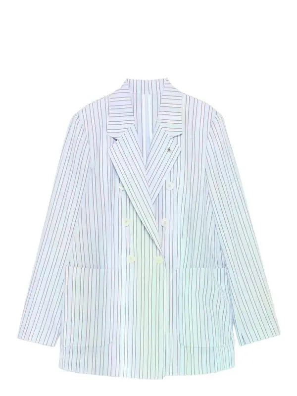 MANUEL RITZ Striped Double-breasted Jacket - Blue