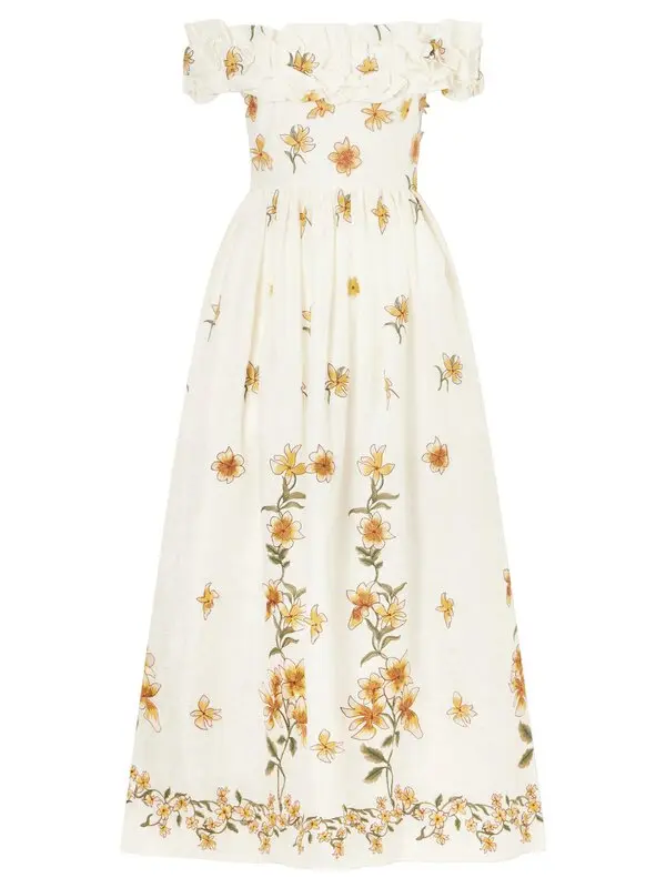 Agua Bendita Espliego Floral Linen Maxi Dress - Multi