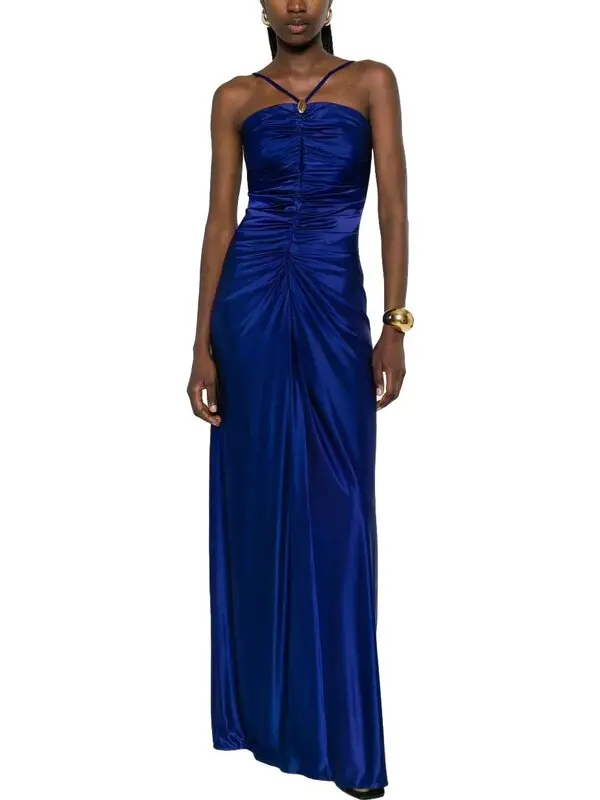 Max Mara Ruched Square-neck Maxi Dress - Blue