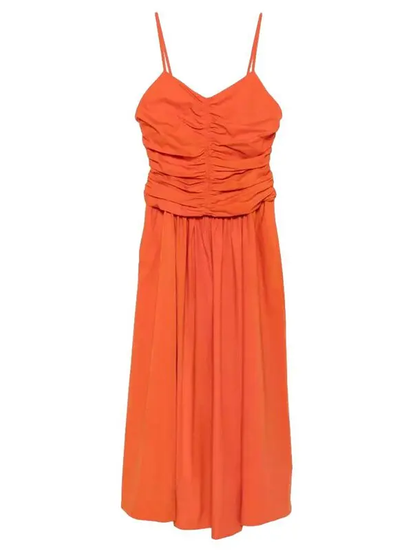Marella Ruched Midi Dress - Orange