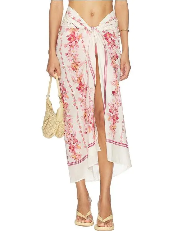 Agua Bendita Floral Wrap Midi Skirt - Mint