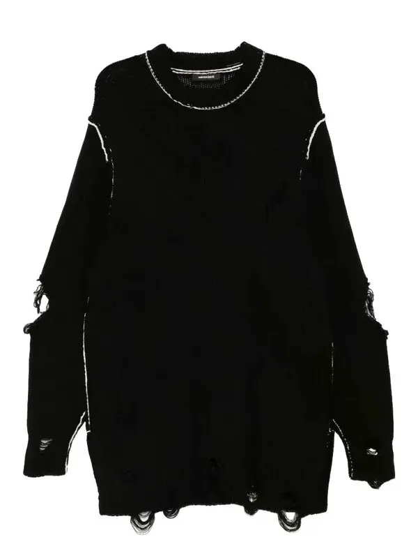 NUDE:MASAHIKO MARUYAMA Distressed Crew Neck Jumper - Black