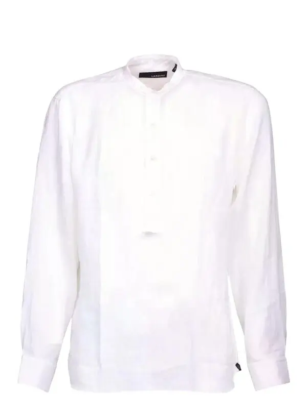 LARDINI Band-collar Shirt - White
