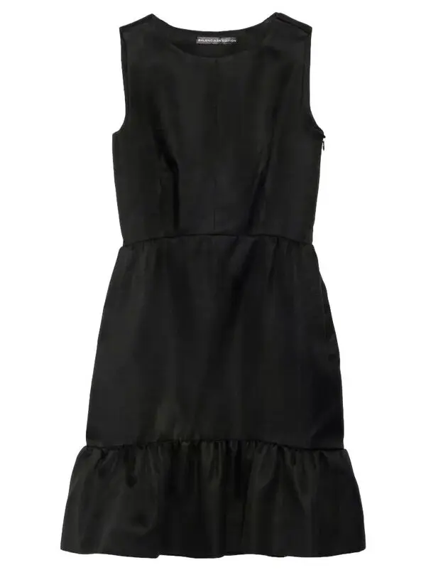 Balenciaga Sleeveless Tiered Hem Dress - Black