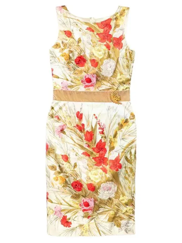 Dolce & Gabbana Floral Midi Dress - Neutrals