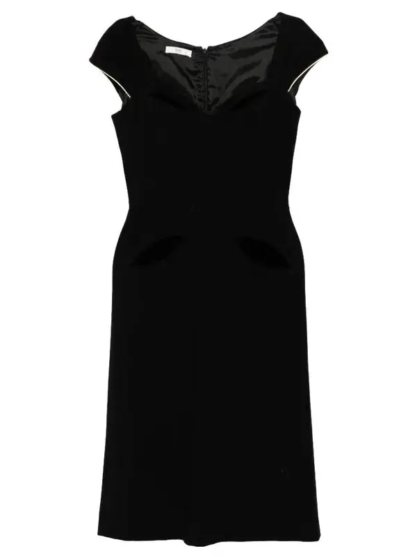 Prada Sweetheart Neck Wool Midi Dress - Black
