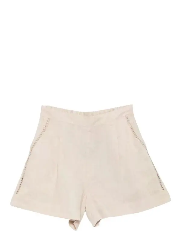 MC2 SAINT BARTH Beige Pleated Shorts With Ladder Stitch Detailing - Neutrals