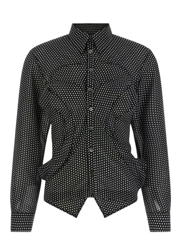 Junya Watanabe Polka-dot Asymmetric Hem Shirt - Black