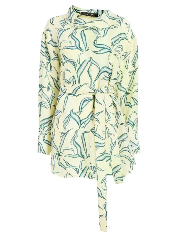 Proenza Schouler Leaf-print Mini Dress - Neutrals