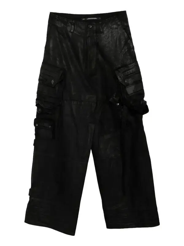 JULIUS Coated-finish Cargo Pants - Black