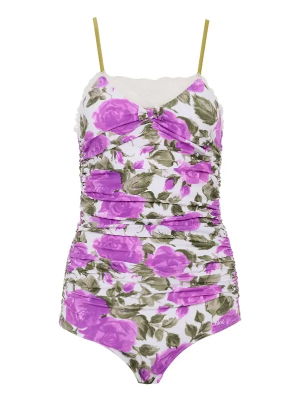 Chloé Printed Ruched One-piece Swimsuit - Multi