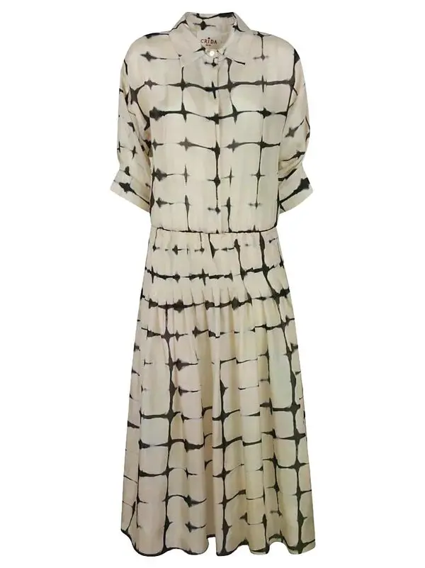 CRIDA MILANO Wimbledon Tie-dye Pleated Midi Dress - Neutrals