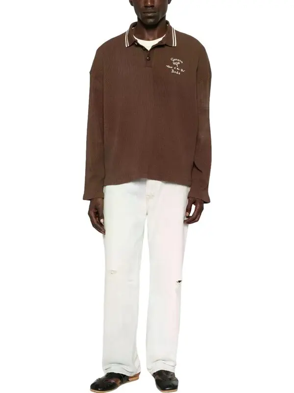BODE Geneva Waffle-knit Polo Shirt - Brown