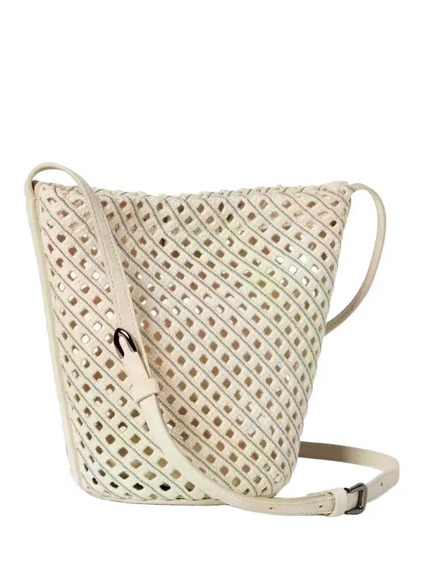 Brunello Cucinelli Precious Cotton Net Duo Pouch Bag - Neutrals