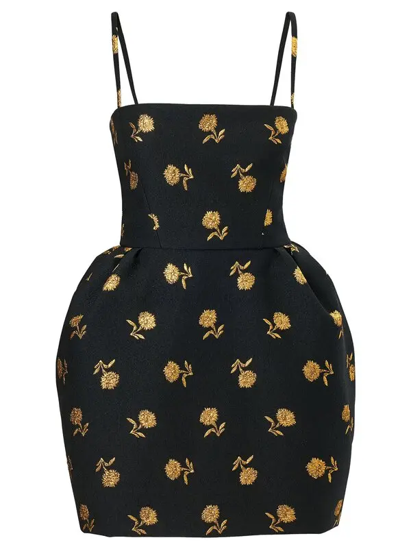 Carolina Herrera Carnation Jacquard Bell-shaped Mini Dress - Black